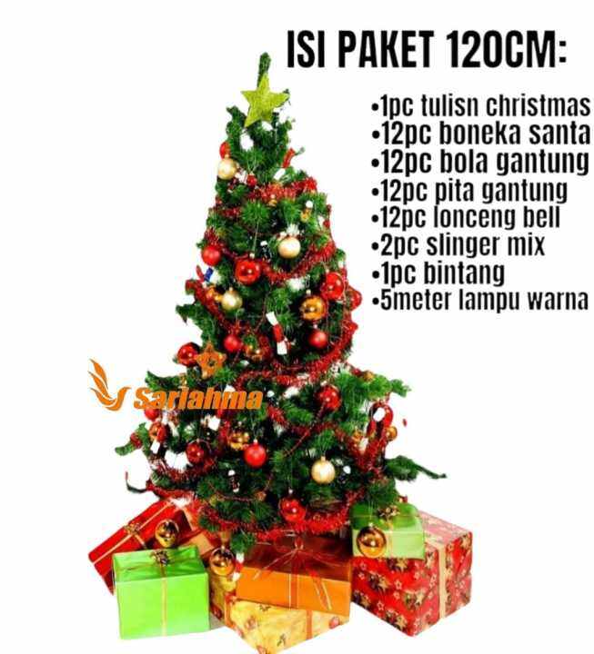 PAKET SET LENGKAP POHON NATAL 120CM DAN 90CM/ SET LENGKAP AKSESORIS ...
