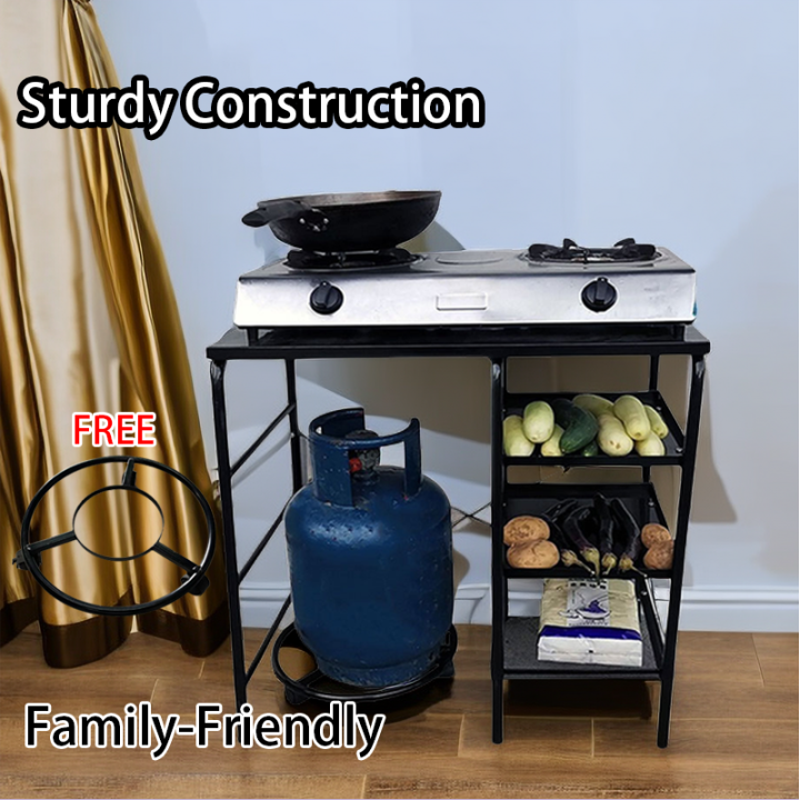 Gas Stove Rack Stand with Lpg Roller Stove Rack with Cabinet Stainless ...