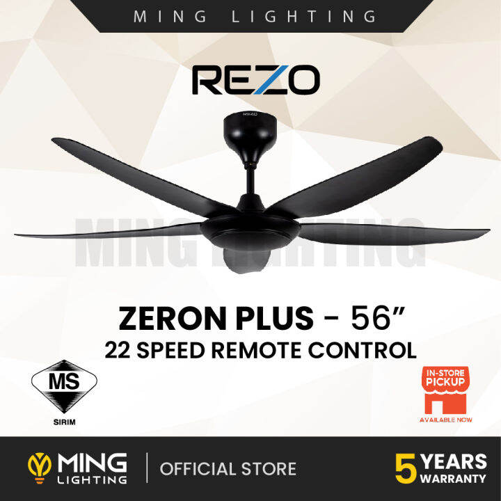 (Sirim) REZO Ceiling Fan ZERON PLUS 56 Classic Series DC Motor Remote ...