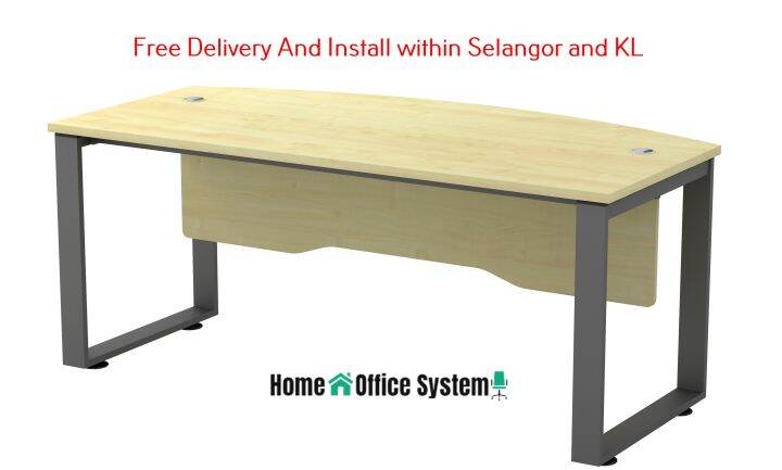 D Shape Executive Office Table with Square Metal Leg (W 1800 X D 900 X ...