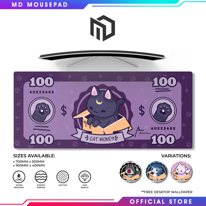 MD Mousepad | Cat Money | Extended Mousepad | Large Gaming Mousepad ...