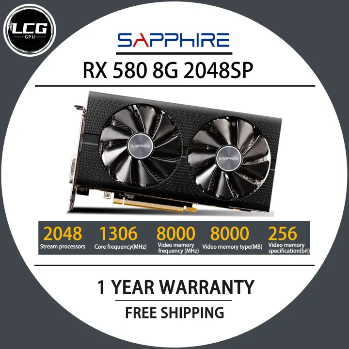 USED SAPPHIRE RX 580 8GB Video Card 256Bit GDDR5 Graphics Cards for AMD ...