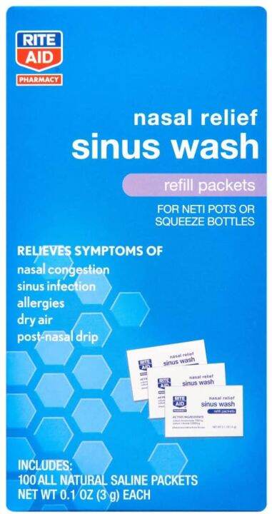 Rite Aid Sinus Wash Refill, Individually Wrapped Saline Packets - 100 ...