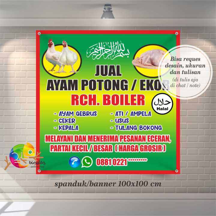 Spanduk Banner 100x100 Cm Spanduk Jual Ayam Potong, Spanduk Banner Jual ...