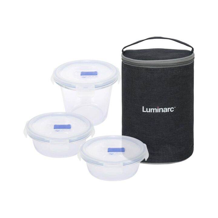 Luminarc LUNCH BOX 4 Pieces S4P Purebox Round With Bag | Lazada