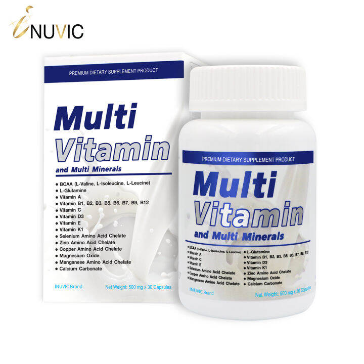 วิตามินรวม และ แร่ธาตุรวม x 1 ขวด มัลติวิตามิน แอนด์ มัลติมิเนอรัล 24 ชนิด อินูวิค Multi Vitamin ...