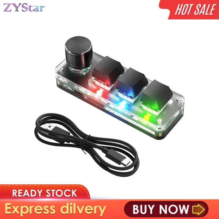 ZYStar Portable 3 Key Mechanical Gaming Keyboard Macro Programming USB ...