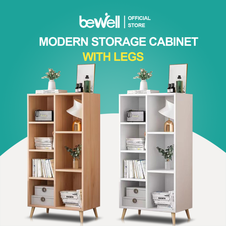 Bewell Bookshelf Storage Cabinet Locker Bookcase with Legs Utility Cabinet Display Rack | Lazada PH