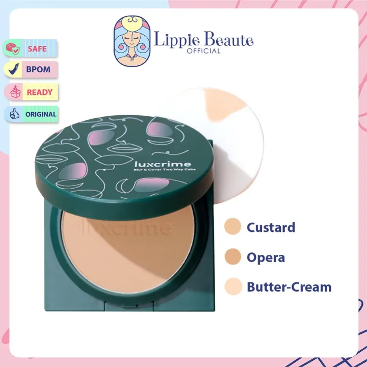LUXCRIME - Blur & Cover Two Way Cake Bedak Custard ercream Opera ...