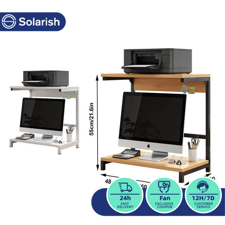 Solarish Computer Monitor Stand Stand Rack Wooden Monitor Stand Black ...