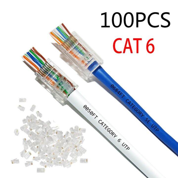 50/100PCS CAT6 RJ45 Network Cable RJ45 Connector Plug Connector Modular ...