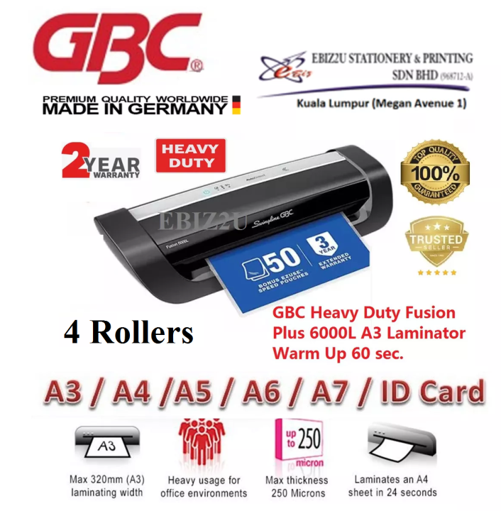 GBC 4 Rollers Heavy Duty Fusion Plus 6000L A3 Laminator (Laminator ...