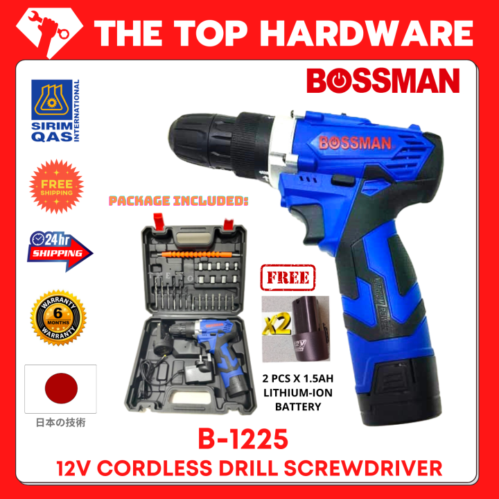 *READY STOCK* BOSSMAN B1225 12V CORDLESS DRILL SCREWDRIVER LITHIUM-ION ...