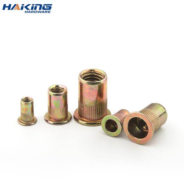 10-50X M3 M4 M5 M6 M8 M10 M12 Zinc Plated Carbon Steel Knurled Nuts Rivnut Flat Head Threaded ...