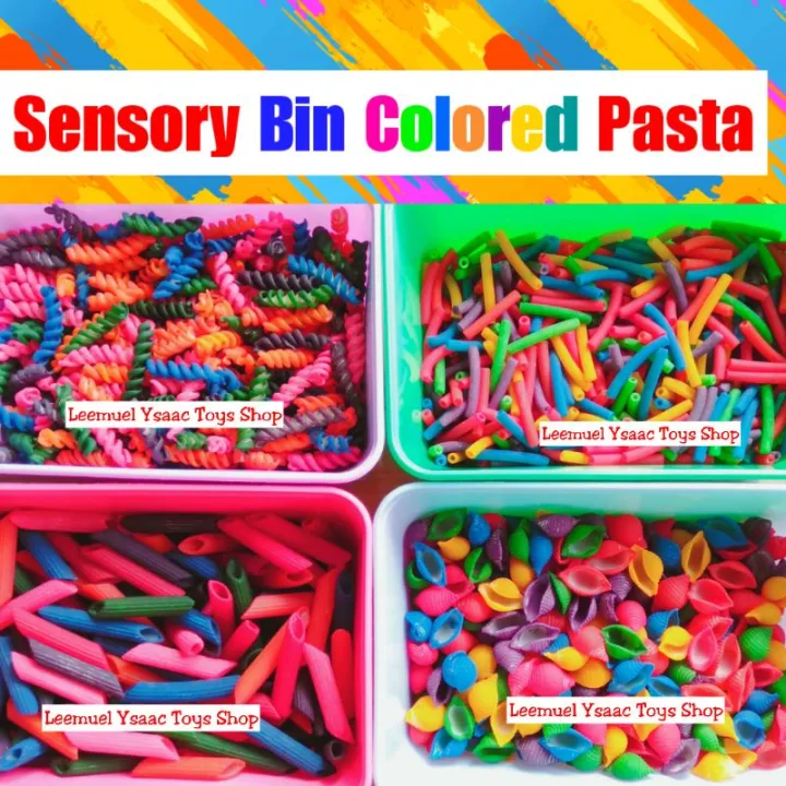 Tactile Play Sensory Bin -Multi Colored Pasta (Montessori Play Therapy ...