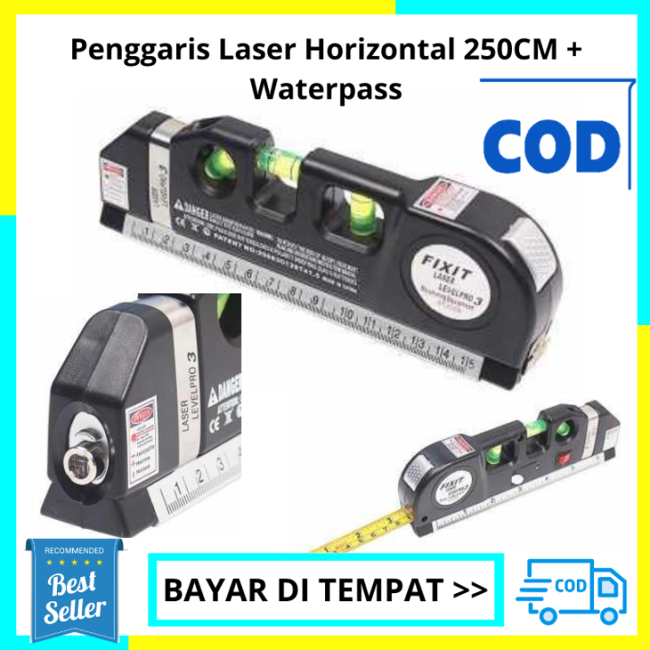 Bisa COD - Penggaris Laser Waterpass Meteran Laser MAnual 250Cm Warna ...