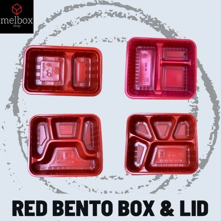 [25 pcs] Red Bento Box with THICK Lids 170-180 microns - 2 3 4 5 ...