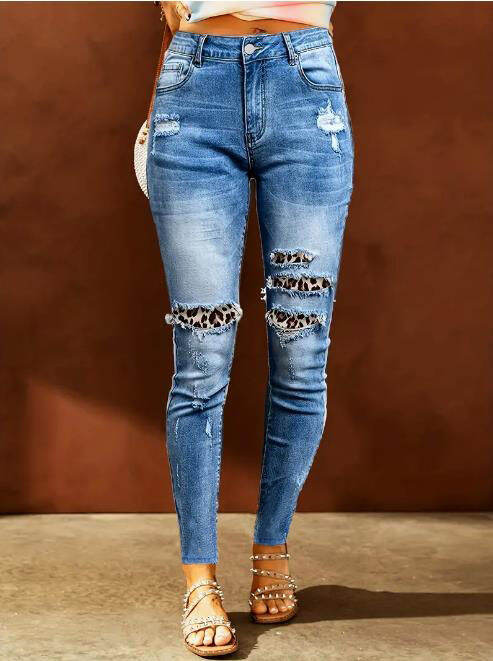 Babae Maong Woman Skinny Jeans Tattered leopard patch design | Lazada PH