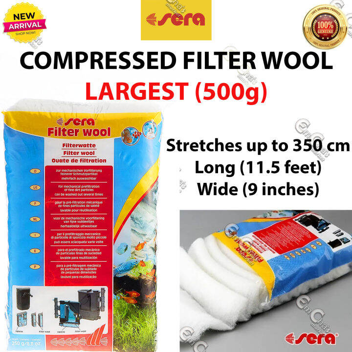 Sera (500g) LARGE COMPRESSED FILTER WOOL for Filtration Multipurpose ...