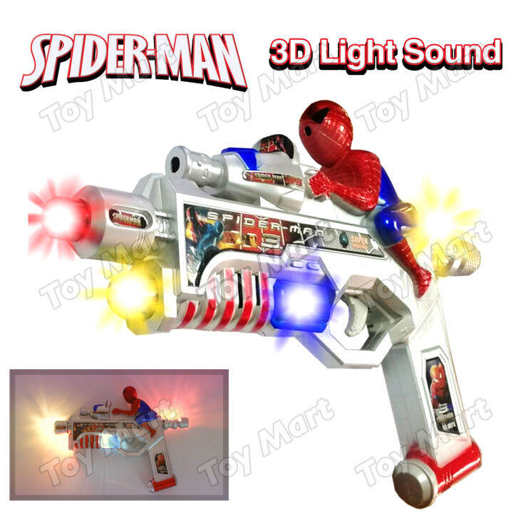 Spider Hero Toy Gun 3D Light Sound Silver Spider.Man Battery Operated ...
