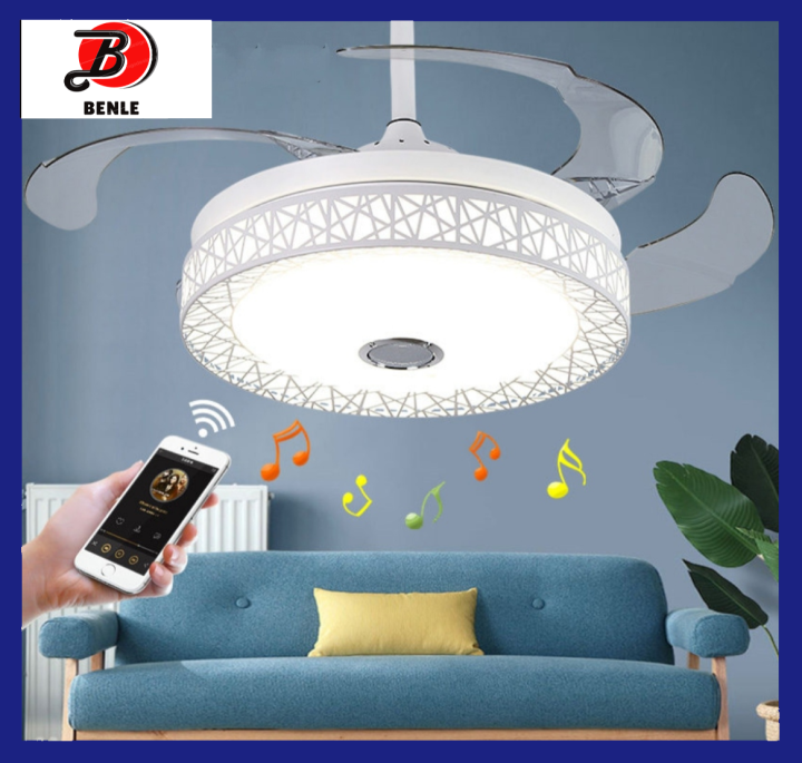Ceiling light with fan and Bluetooth speaker 20'' 36W DC motor and ...