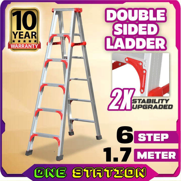6 Step Ladderman Aluminium Double Sided Ladder Multi Purpose Ladder ...