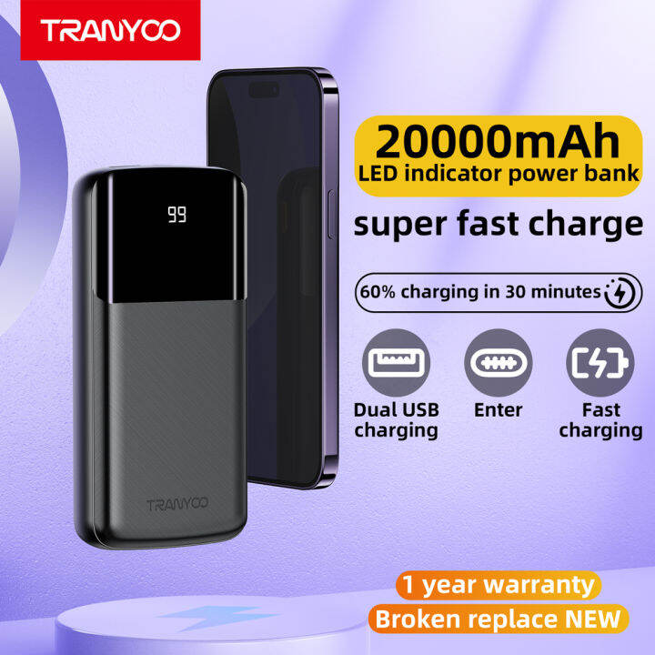 TCT Tranyoo 20000mAh Powerbank Original 2.1A Fast Charge Stylish Patterns Slim And Portable T ...