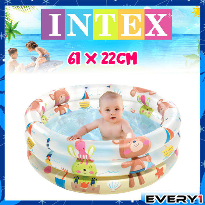 INTEX (NP15) 57106 Teddy 3-Ring Baby Kids Pool Soft Inflatable Swimming ...