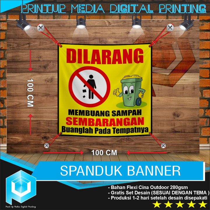 CETAK SPANDUK BANNER BALIHO PAMPLET DILARANG BUANG SAMPAH TERMURAH FREE ...
