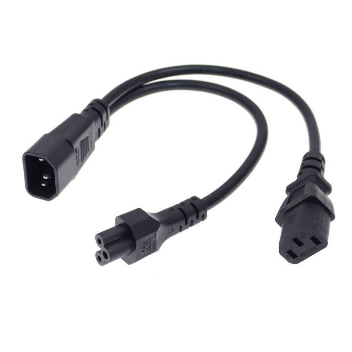 IEC 320 C14 3Pin Male to C5 Female + C13 Female Power Adapter Cable, Y ...