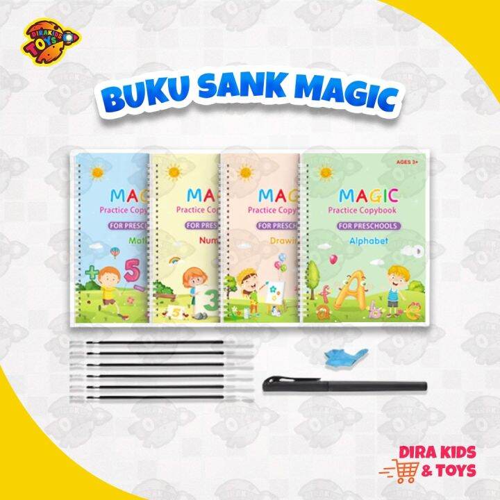 Sank Magic Book 1 Set Isi 4 Buku Menulis Angka dan Huruf Anak Original | Lazada Indonesia