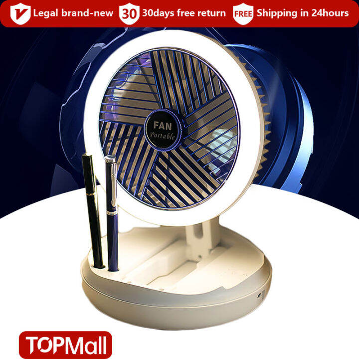 original rechargeable electric foldable fan portable with light blade ...
