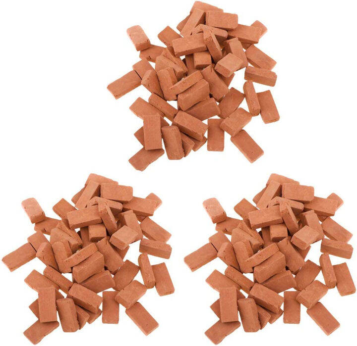 Hiawbon 300 Pcs Mini Red Wall Bricks Model Brick Building Set Miniature ...