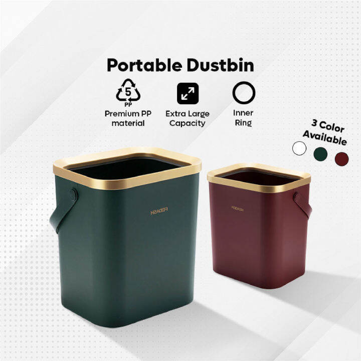 12L Large Trash Bin With Handle Household Dustbin Kitchen Waste Bin ...