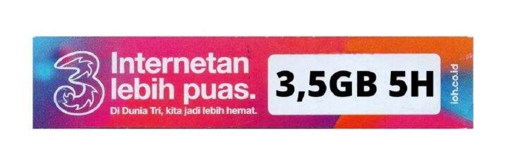 Voucher Kuota 3,5GB 5 hari TRI / Three Happy Nasional 10 pcs | Lazada Indonesia