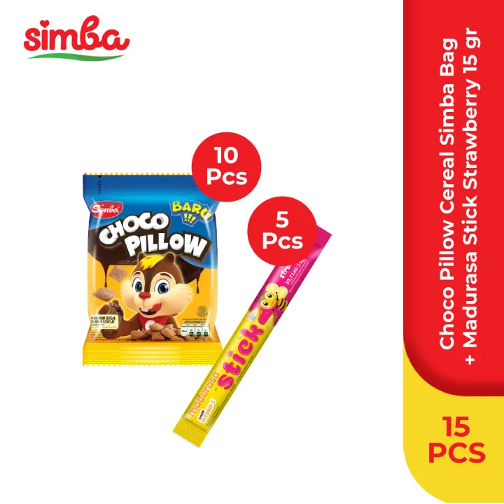 10 Choco Pillow Cereal Bag 26 gr + 5 Madurasa Stick Strawberry 15 gr ...