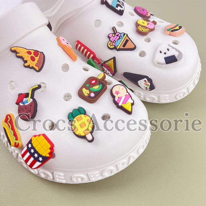 crocs Accessories child Cute Food Cartoon Hamburger Chips Jibbitz set ...