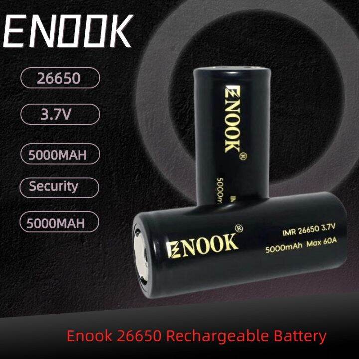 [Spot Goods]Enook 26650 Rechargeable Battery 5000mAh MAX 60A Li-ion ...