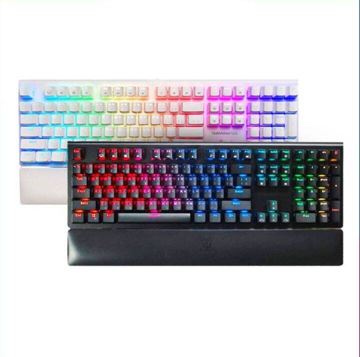NUBWO X30 สีขาว TERMINATOR White RGB Mechanical Gaming Keyboard ...