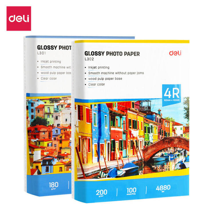 Deli กระดาษโฟโต้ A4 4x6นิ้ว กระดาษปริ้นรูป กระดาษโฟโต้ผิวมัน กระดาษมัน กระดาษมันวาว 100 แผ่น ...
