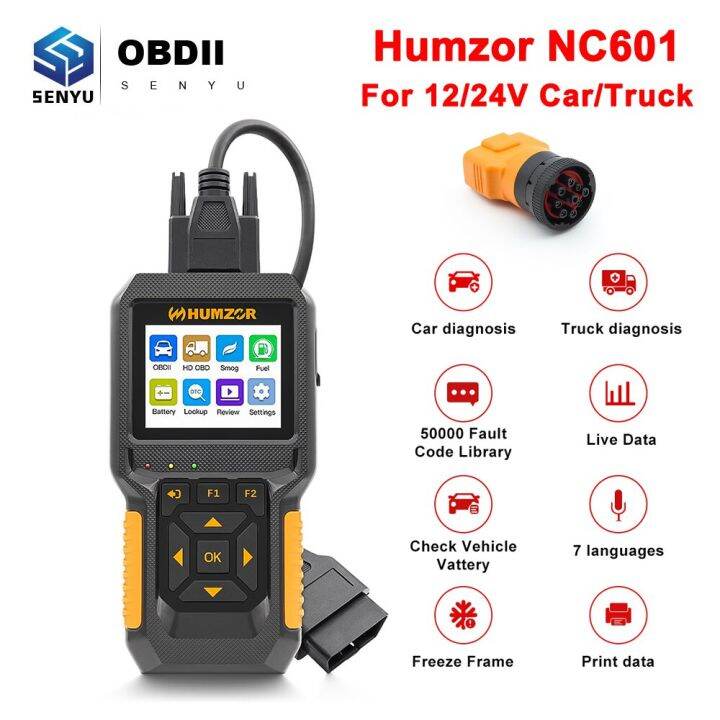 HUMZOR NC601 12V/24V for Scania Truck Code Reader OBD 2 Engine J1939 ...
