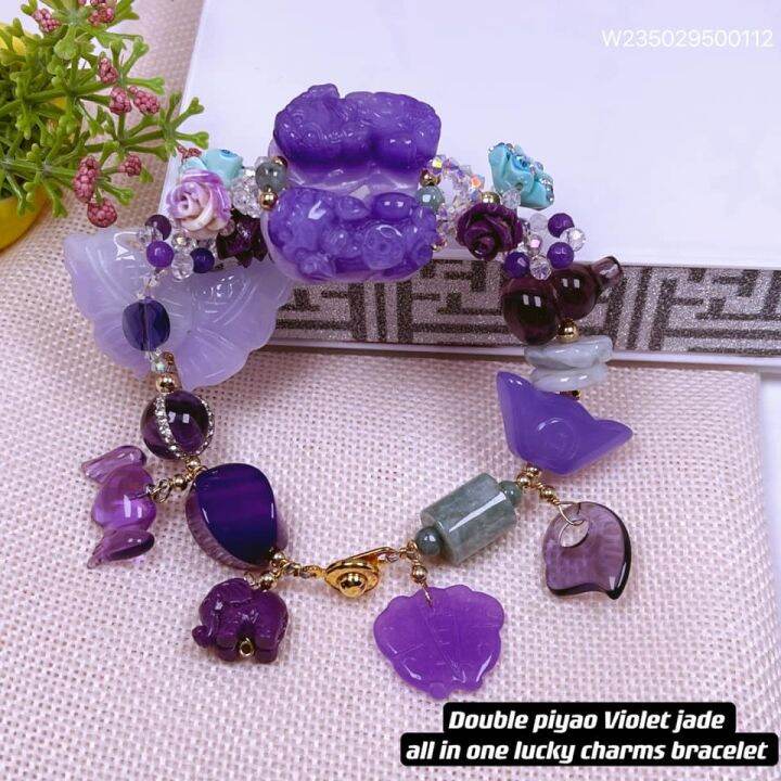 money double piyao violet jade all in one lucky charms bracelet | Lazada PH