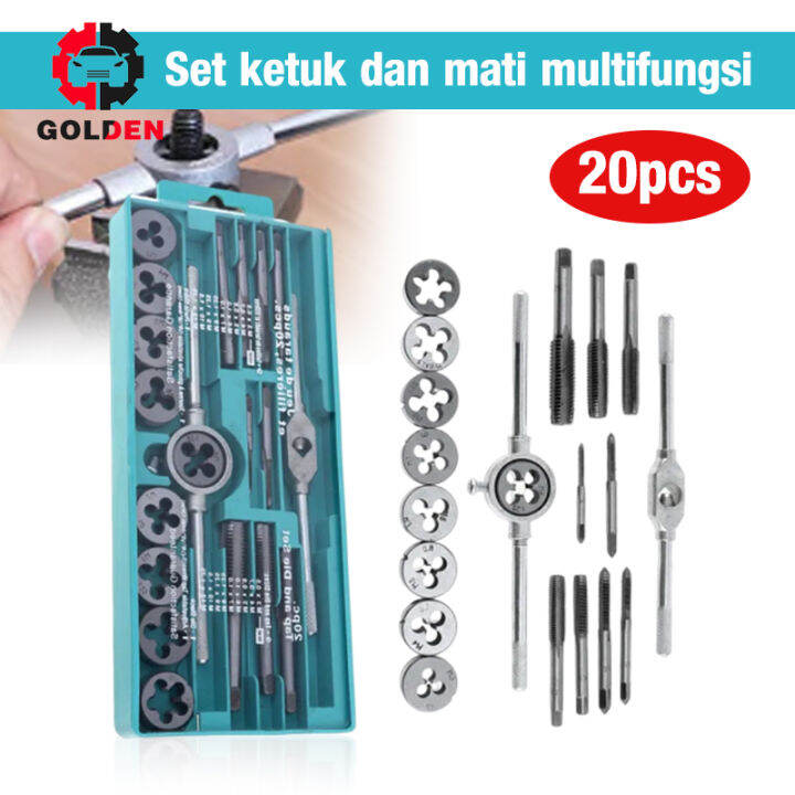 20 Pcs Hand Tap and Die Set Alat Snai Dan Tap Ulir Baut Senai Die Senei Hand Tap Set Alat Snai ...