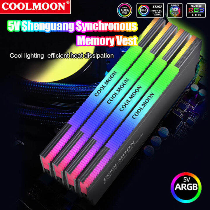 [COD]COOLMOON PC RGB หน่วยความจำเสื้อกั๊กระบายความร้อนความร้อน ARGB ฮีท ...
