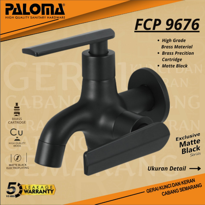 PALOMA FCP 9676 KERAN CABANG SHOWER MANDI KRAN AIR DINGIN TEMBOK HITAM ...