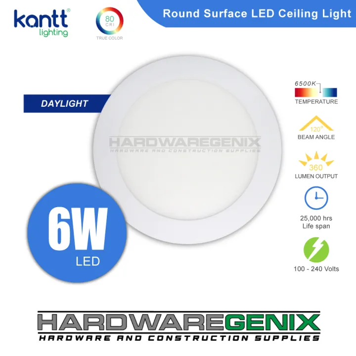 KANTT Round Surface LED Ceiling Light (Daylight-Warm White) 6-18w ...