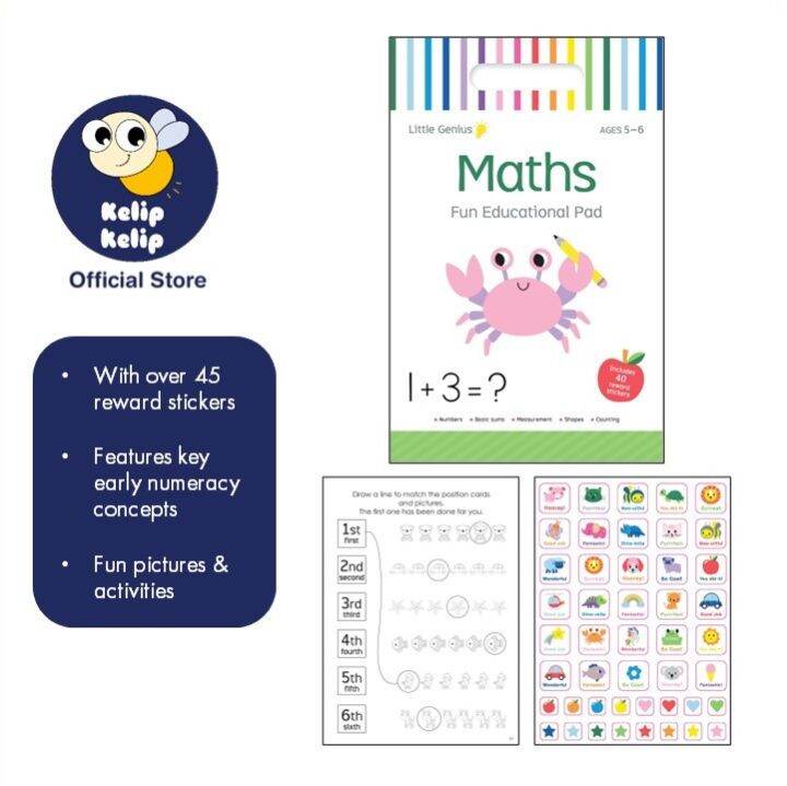 Little Genius Maths Fun Educational Book Pad With Stickers For Kids To ...