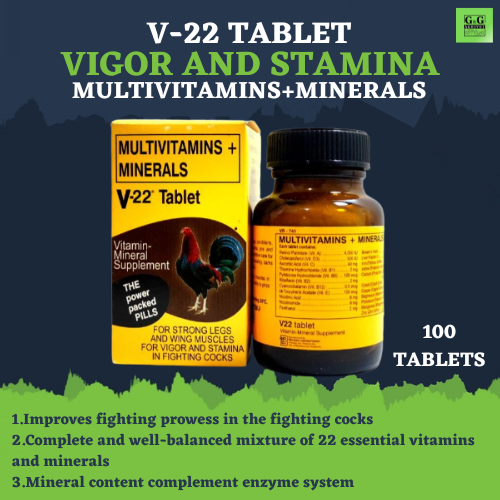[G&G] V-22 (100 Tablet) Vitamins Gamefowl / Fighting Cock / Manok ...