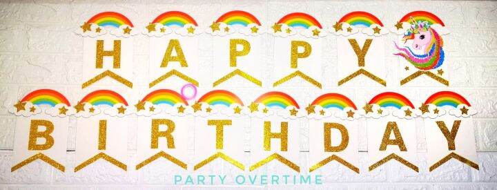 Unicorn Party Happy Birthday Banner Banderitas Flag Party Decor | Lazada PH