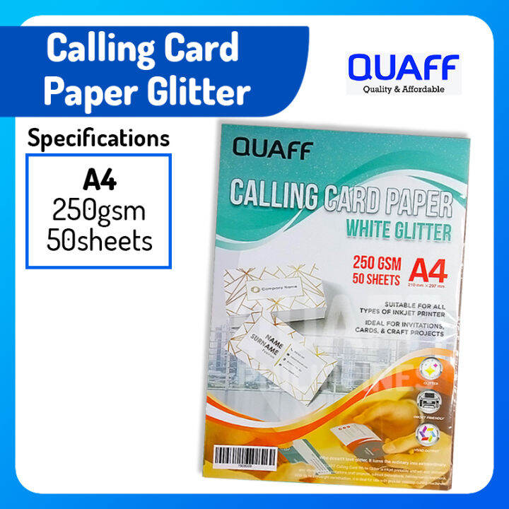 QUAFF Calling Card Paper 250GSM A4 White(Glitter) 50 sheets | Lazada PH